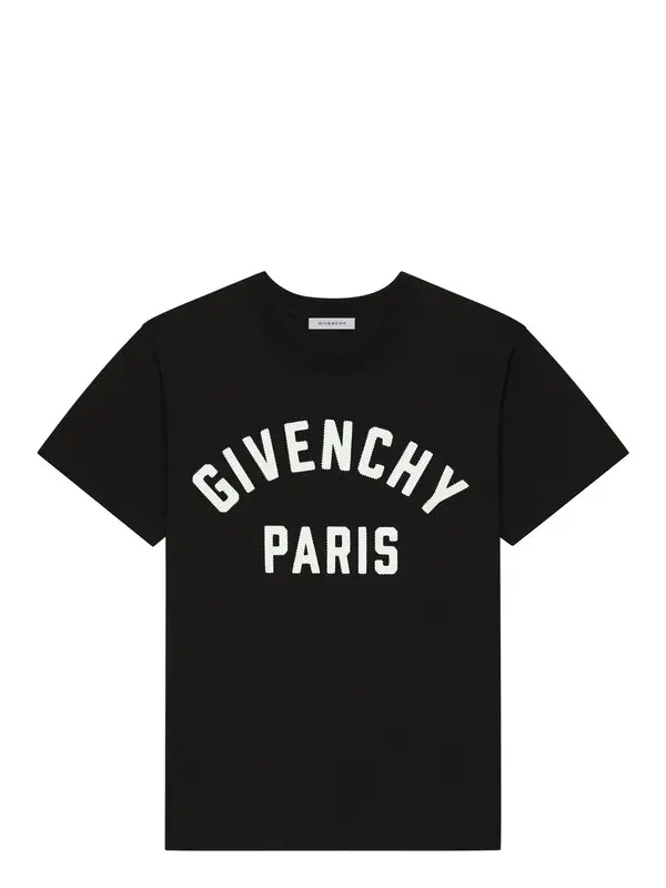 Givenchy T-shirt In Cotton With Paris Embroidery - Black/white