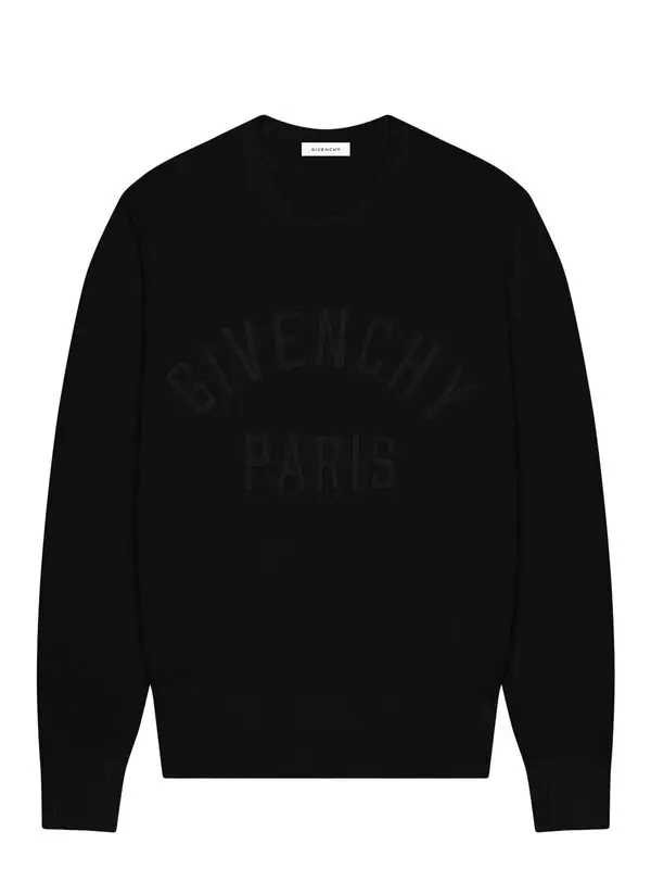 Givenchy Cotton Knit Sweater With Paris Embroidery - Black