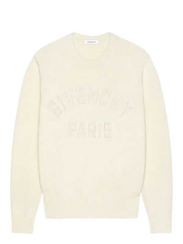 Givenchy Cotton Knit Sweater With Paris Embroidery - Ecru