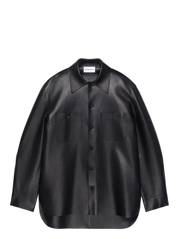 Givenchy Couture Seam Overshirt In Leather - Black