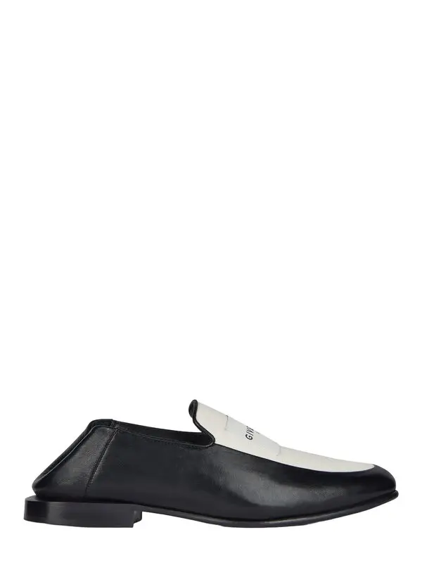 Givenchy Label Leather And Canvas Loafers - Black/natural