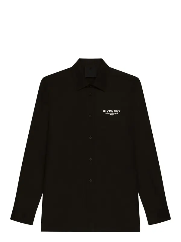 Givenchy Shirt In Cotton Poplin With Stamp Embroidery - Black