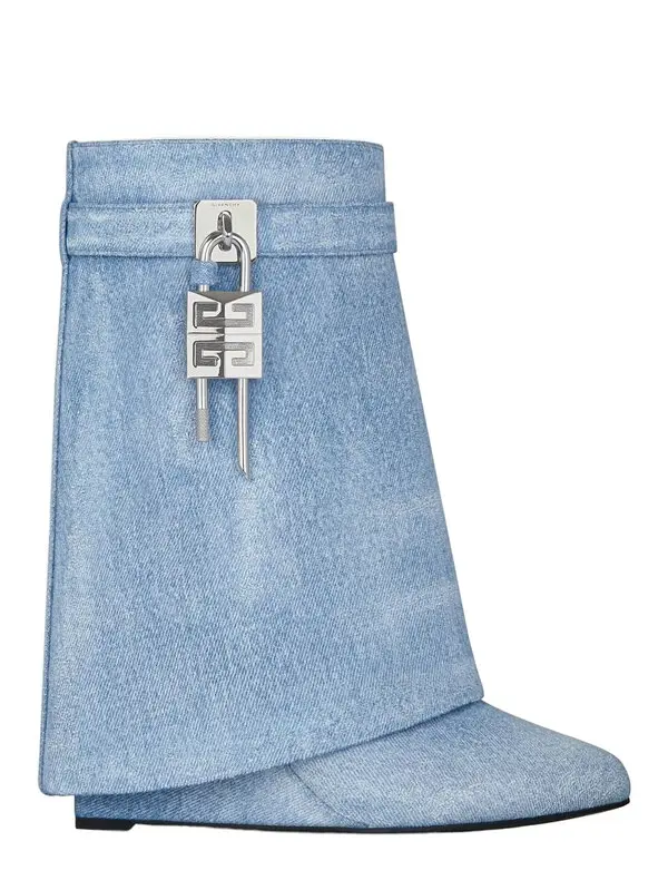 Givenchy Shark Lock Denim Ankle Boots - Medium Blue