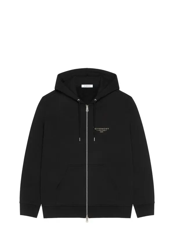 Givenchy Stamp Print Zipped Fleece Hoodie - Black