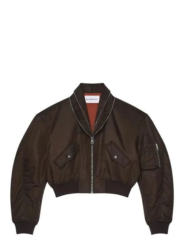 Givenchy Nylon Bomber Jacket With Zipped Shawl Collar - Brown