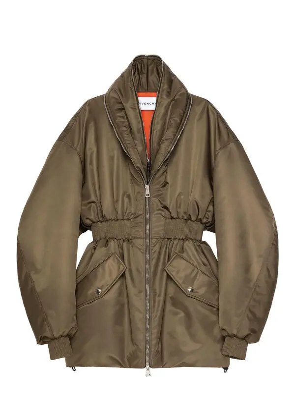 Givenchy Hourglass Bomber With Zipped Shawl Collar - Khaki