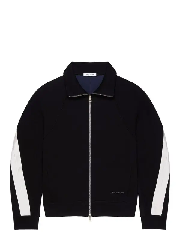 Givenchy Zipped Scuba Sweatshirt With Satin Couture Detail - Black