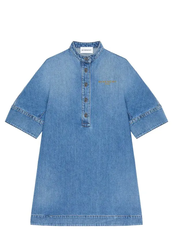Givenchy Shirt Dress In Washed Denim - Medium Blue