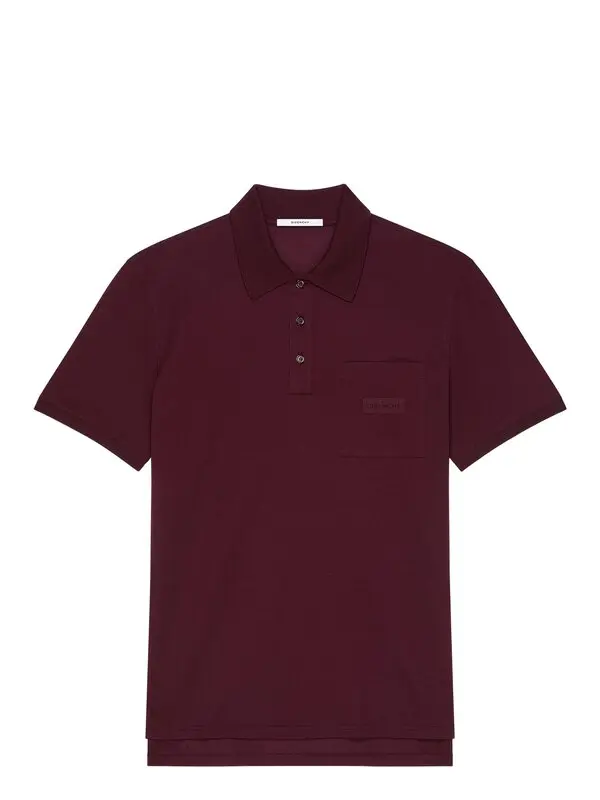 Givenchy Polo In Cotton With Patch - Burgundy
