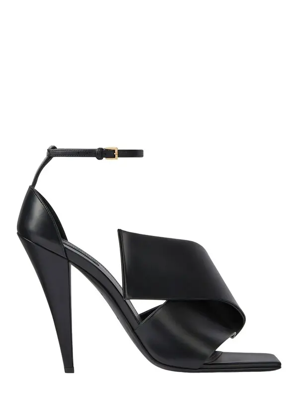 Givenchy Sliced Square Heeled Leather Sandals - Black