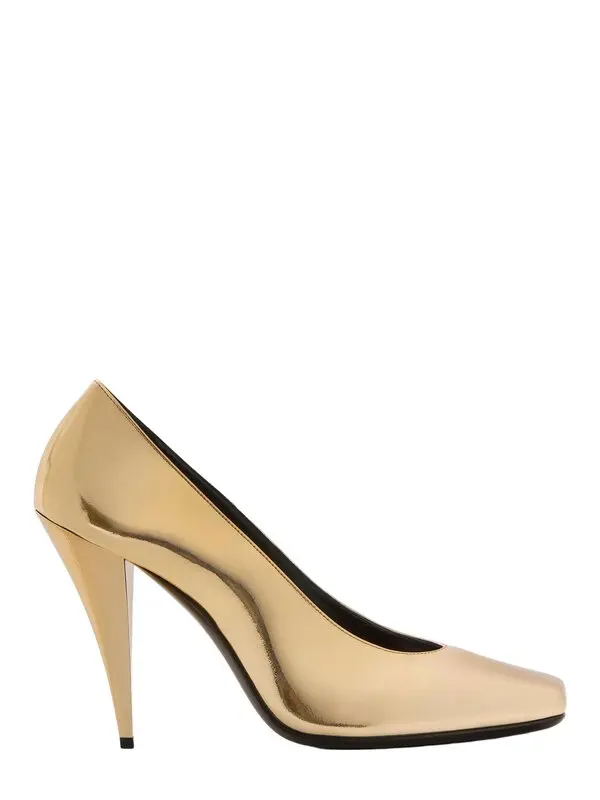 Givenchy Sliced Square Mirror Leather Pumps - Golden