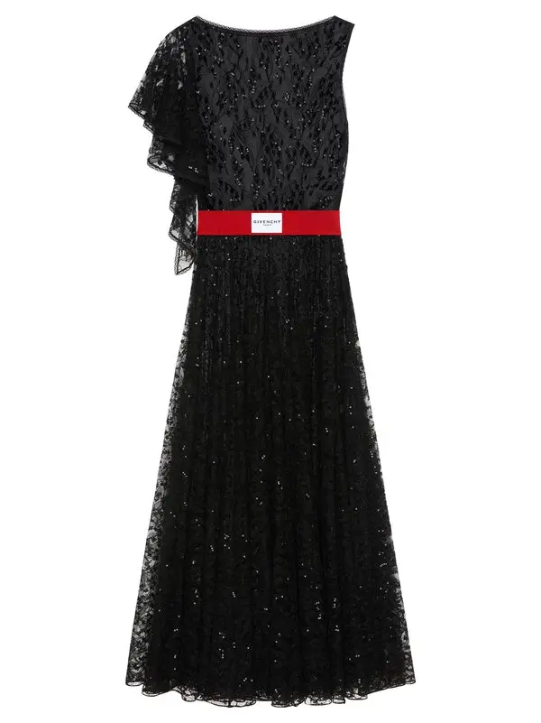 Givenchy Asymmetric Lace Dress - Black