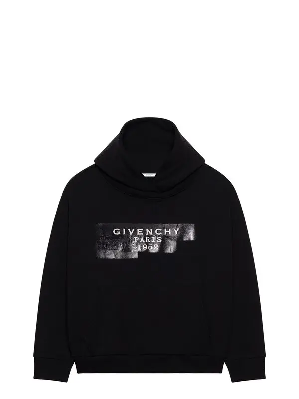 Givenchy Fleece Hoodie With Tape Print - Black