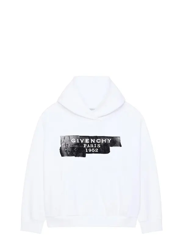Givenchy Fleece Hoodie With Tape Print - White