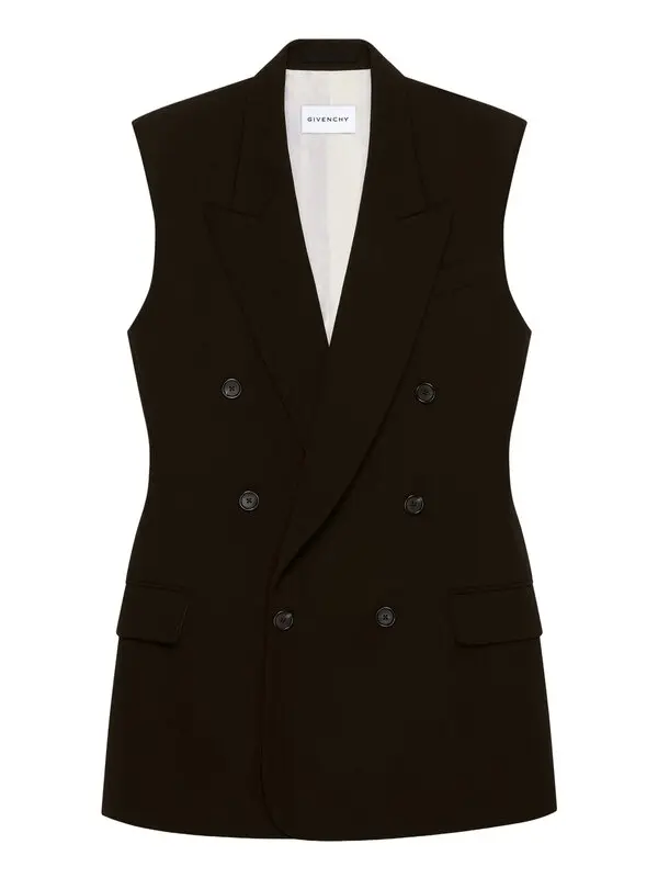 Givenchy Double-breasted Sleeveless Wool Jacket - Black