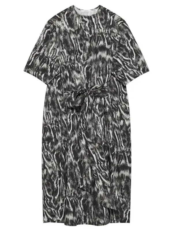 Givenchy Cocoon Dress In Cotton With Animal Print - Grey Mix
