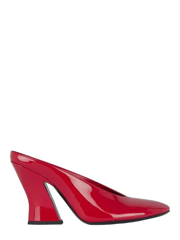Givenchy Sculpted Heeled Patent Leather Mules - Vermillon