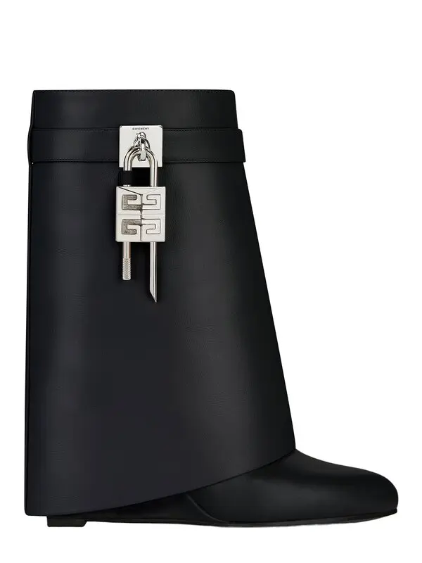 Givenchy Shark Lock Leather Ankle Boots - Black