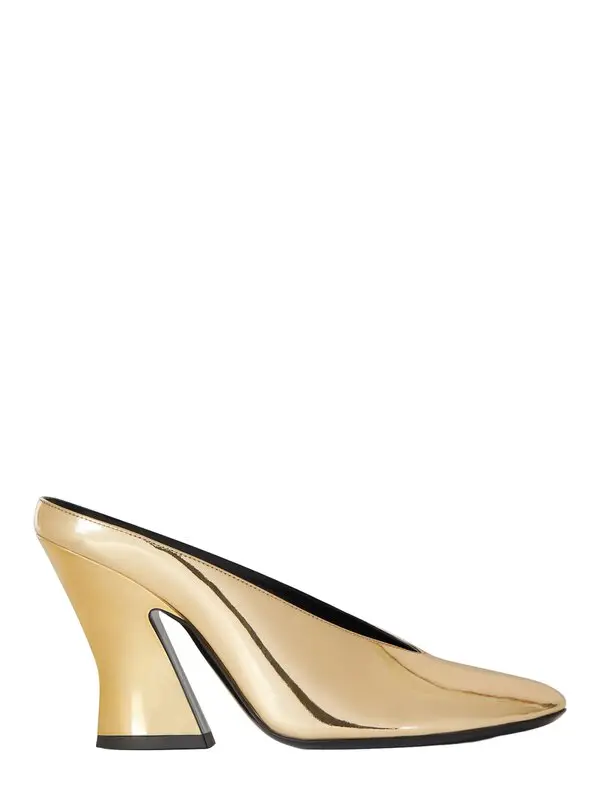 Givenchy Sculpted Heeled Mules In Mirror-effect Leather - Golden