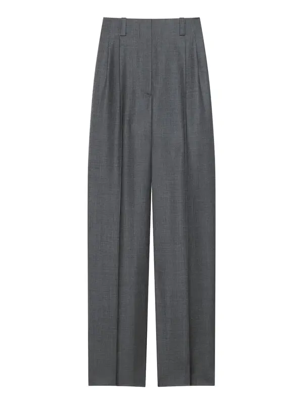 Givenchy Double Pleat Wool Pants - Grey Mix