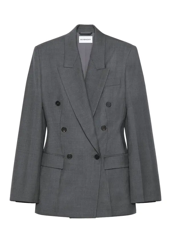 Givenchy Wool Double-breasted Jacket - Grey Mix