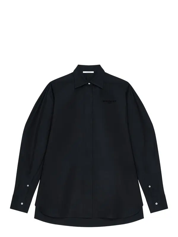 Givenchy Cocoon Shirt In Poplin With Embroidery - Black