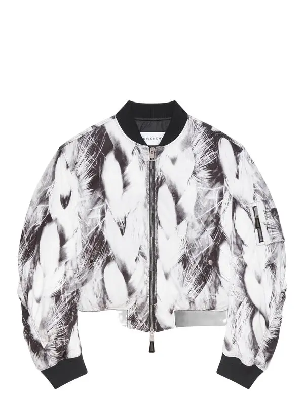 Givenchy Couture Seam Hair Print Taffeta Bomber Jacket - Black/white