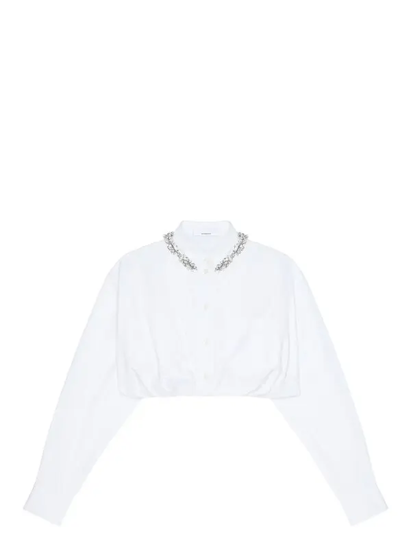 Givenchy Crystals Embroidered Cropped Poplin Shirt - White
