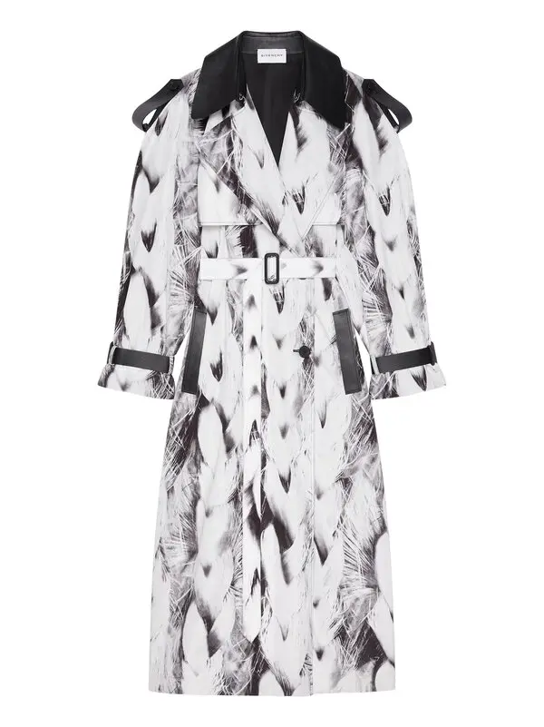 Givenchy Taffeta Trench Coat With Hair Print - Black/white