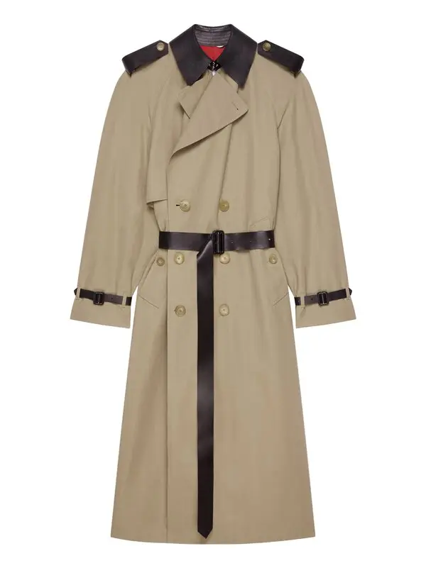 Givenchy Cotton Trench Coat With Leather Details - Beige