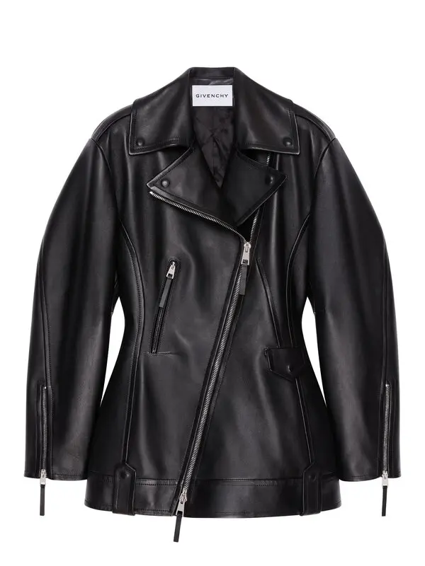 Givenchy Cinched Leather Biker Jacket - Black