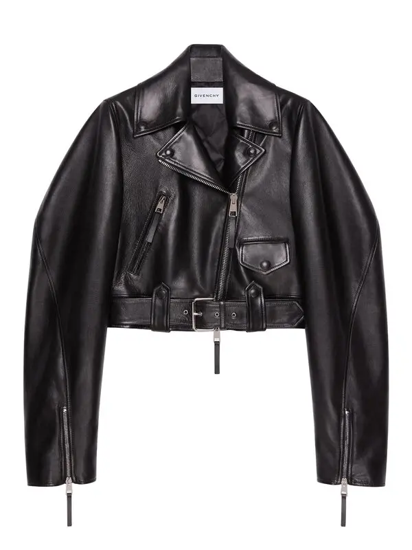 Givenchy Cropped Cocoon Biker Jacket - Black