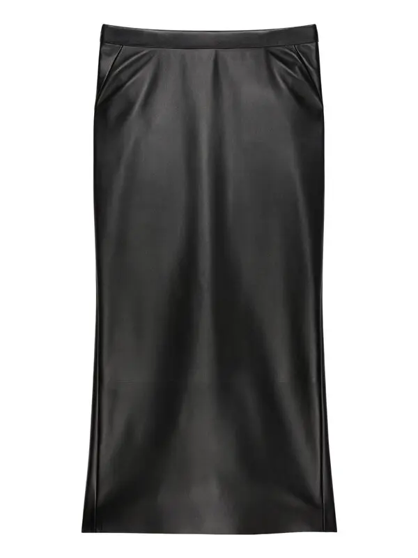 Givenchy Nappa Leather Midi Kickback Skirt - Black
