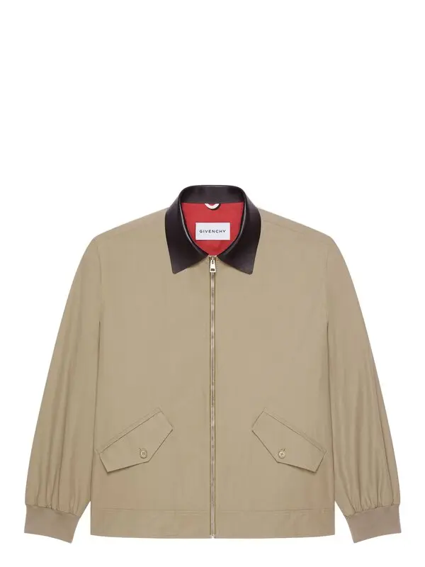 Givenchy Cotton Harrington Jacket With Leather Collar - Beige