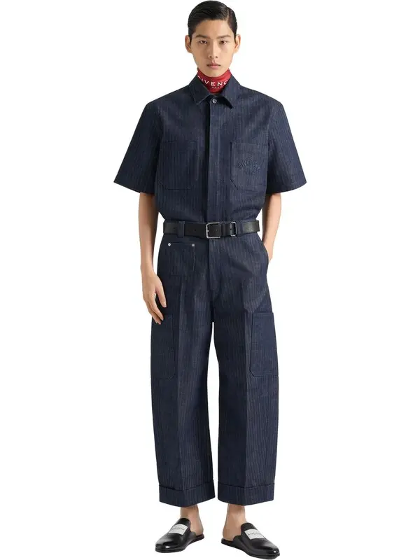 Givenchy Cargo Trousers In Herringbone Denim - Dark Blue