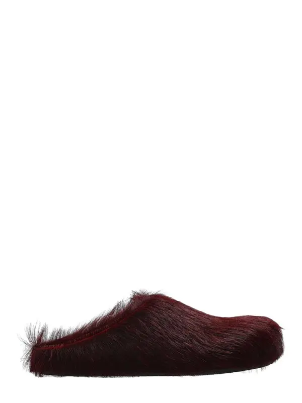 Marni Fur Slides - Burgundy