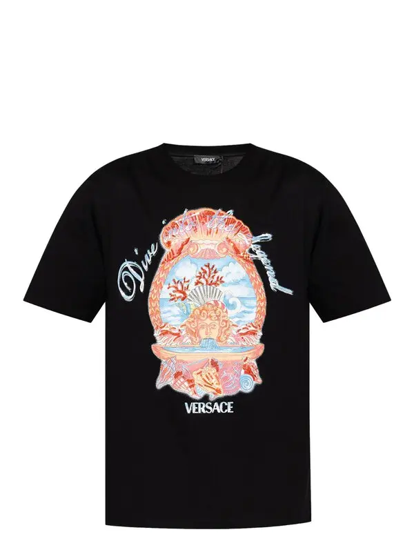Versace T-shirt With Colorful Print - Black