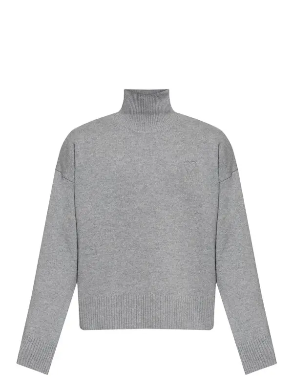 Ami Wool And Cashmere Turtleneck Sweater - Grey