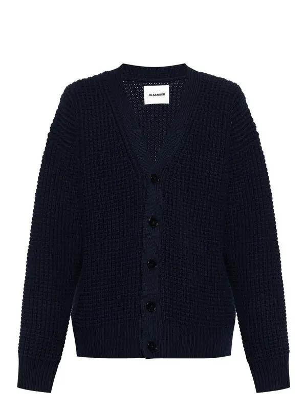 JIL SANDER Wool Cardigan - Navy Blue