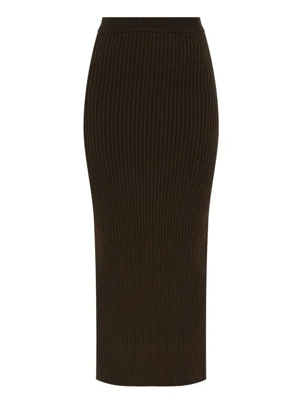Max Mara Knit Ribbed Pencil Skirt - Green