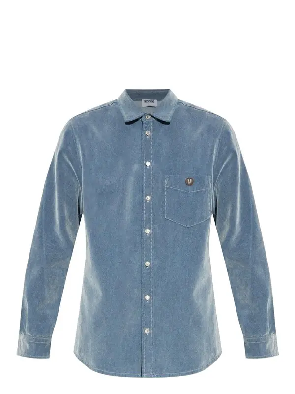 Moschino Denim Shirt With Logo - Blue