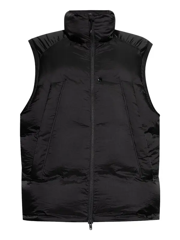 Y3 Quilted Down Vest With Logo - Black