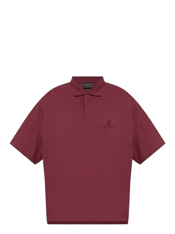 Balenciaga Polo With Embroidered Logo - Burgundy