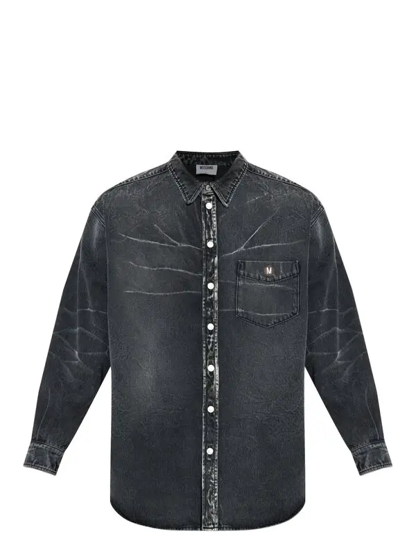 Moschino Logo Denim Shirt - Grey
