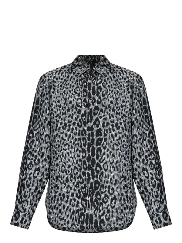 Versace Silk Shirt With Animal Motif - Grey
