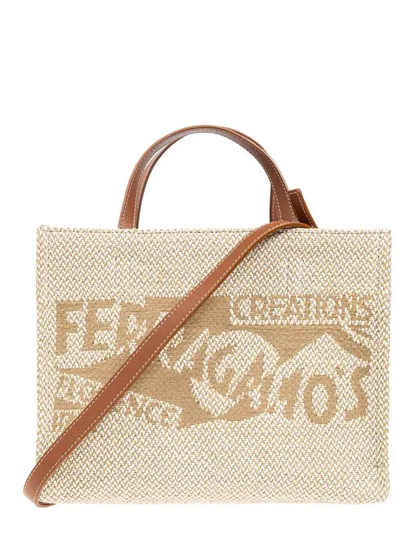 FERRAGAMO Sign Small Shopper Bag - Cream