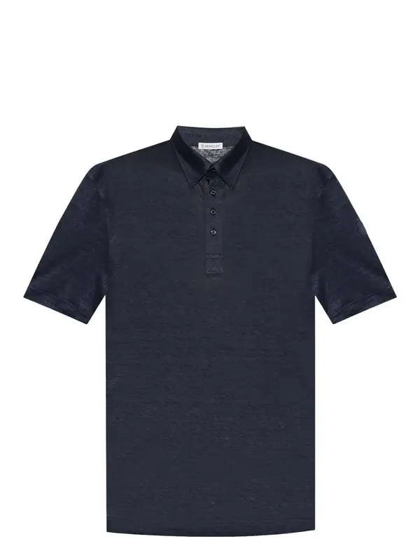Moncler Linen Polo - Navy Blue