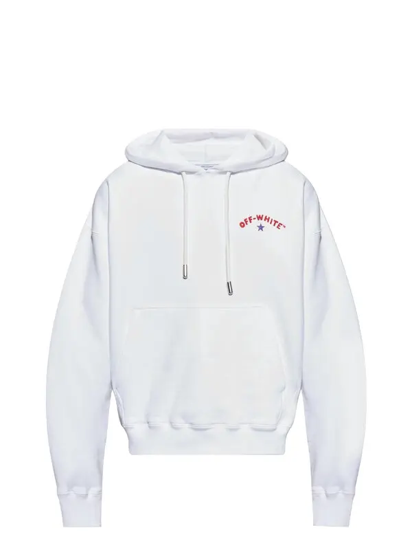 Off-White Logo Cotton Knit Hoodie - White