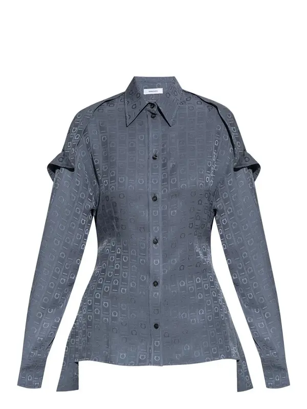 FERRAGAMO Loose-fit Monogram Shirt - Grey