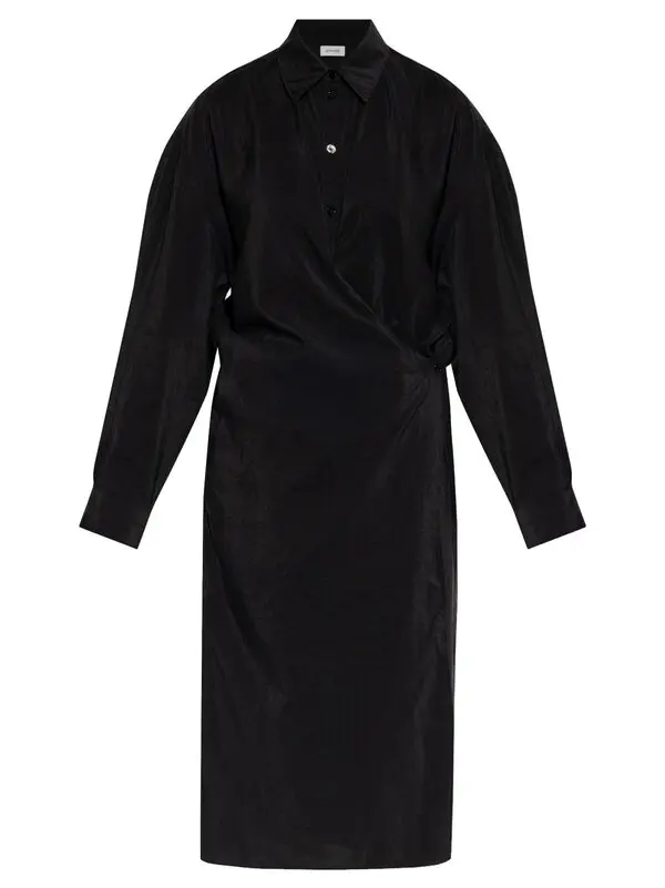 LEMAIRE Wrap-front Midi Dress - Black